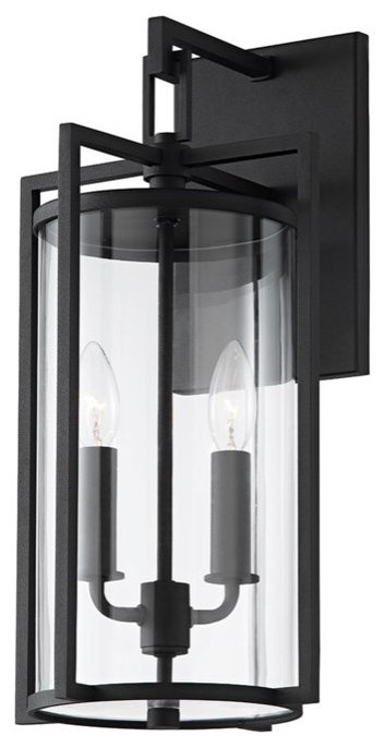 Troy Percy 2-Light Medium Outdoor Wall Sconce B1142-TBK, Texture Black ...
