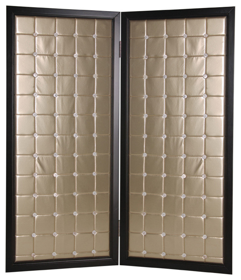 Fabric Upholstered Room Divider with Modish Design, Small, Gold and ...
