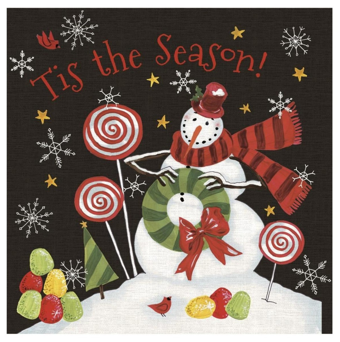 "Sweet Snowmen III Black" Digital Paper Print by Anne Tavoletti, 20"x20 ...