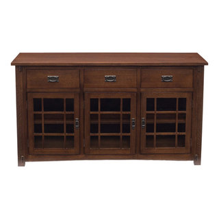Craftsman Mission Solid Oak Sideboard - 65" - Walnut Stain - Craftsman ...