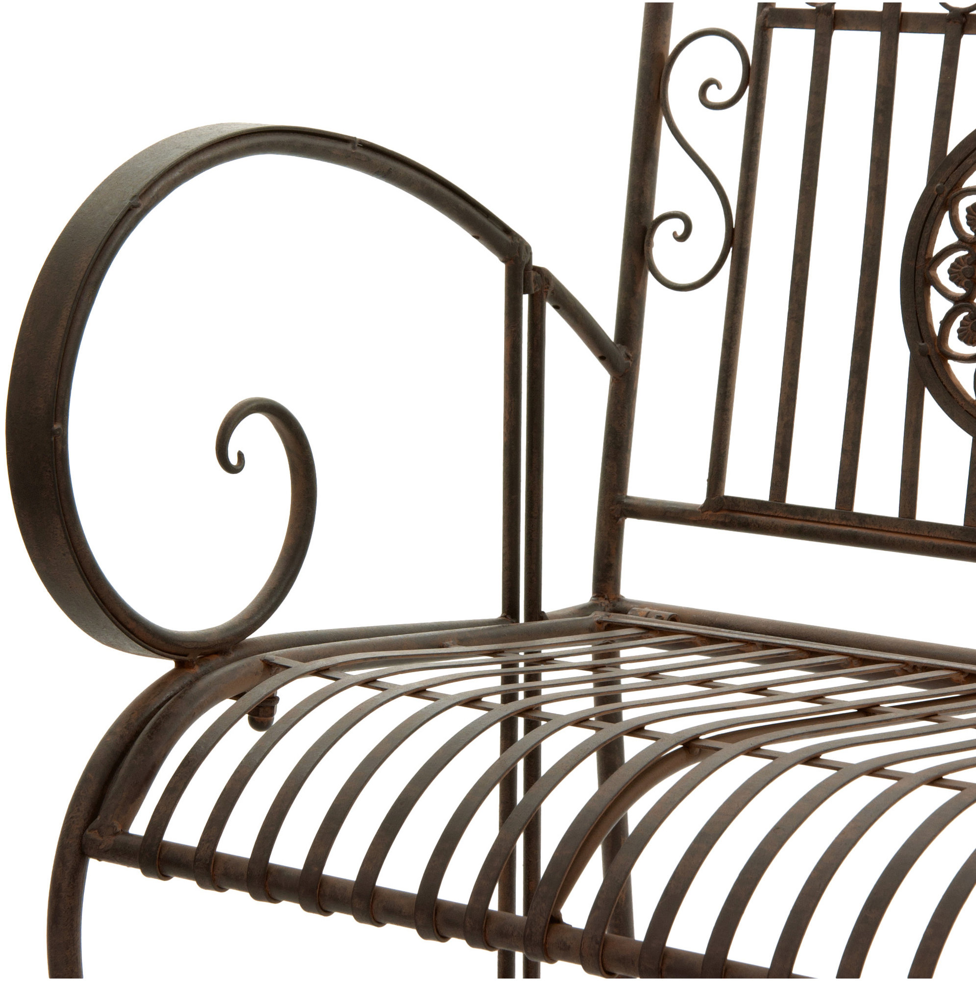 Rustic Metal Garden Bench, Rust Patina - Mediterranean - Outdoor ...