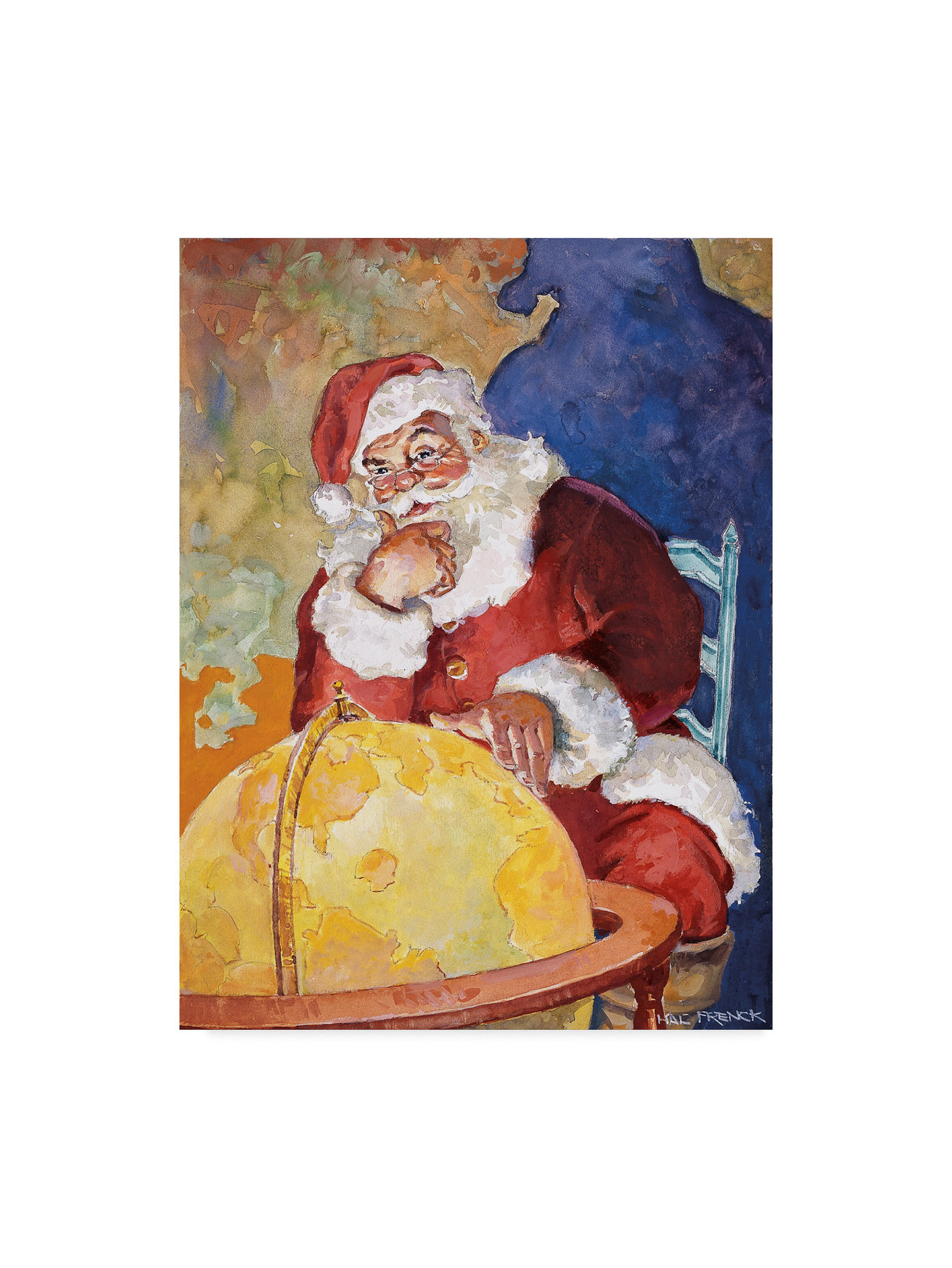 Hal Frenck 'Santa With Globe' Canvas Art, 47"x35" - Traditional ...