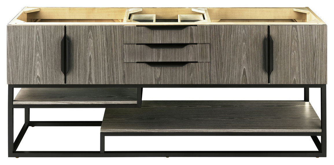 Columbia 72" Vanity Ash Gray, Matte Black - Transitional - Bathroom ...