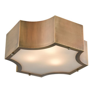 Gordon 3-Light Flush Mount, Classic Brass - Transitional - Flush-mount ...