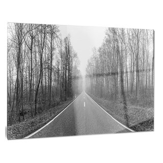 "Black and White Freeway in Forest" Glossy Metal Wall Art, 28"x12 ...