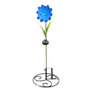 Stake Solar Daisy Flower Blue - Contemporary - Garden Statues And Yard ...