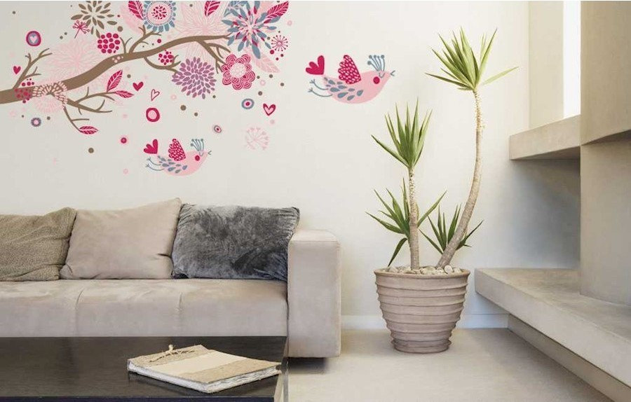 Walplus Huge Birds Flowers Wall Sticker, Pink - Contemporary - Wall ...