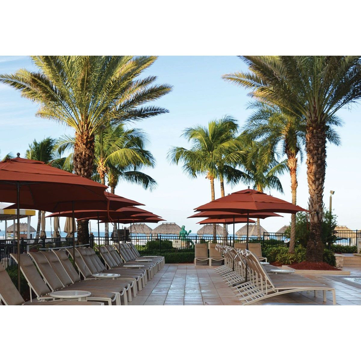 South Beach 6 Rib .750 11' Hexagon Market Umbrella, Stone ...