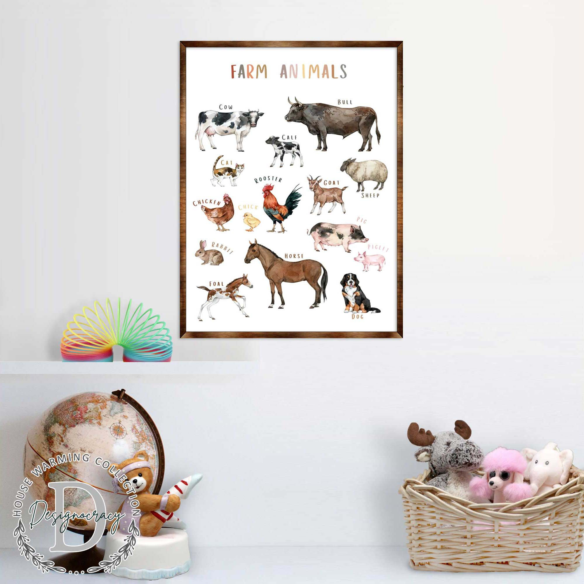 Farm Animals Wooden Kids Room Decor Classroom Decor, Large 32"x24 ...