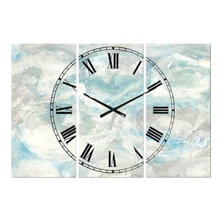 Pale Blue Shade Iii Nautical and Coastal 3 Panels Metal Clock - Beach ...