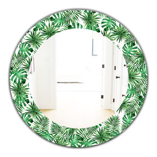 Designart Tropical Mood Foliage 8 Bohemian Frameless Oval Or Round Wall ...