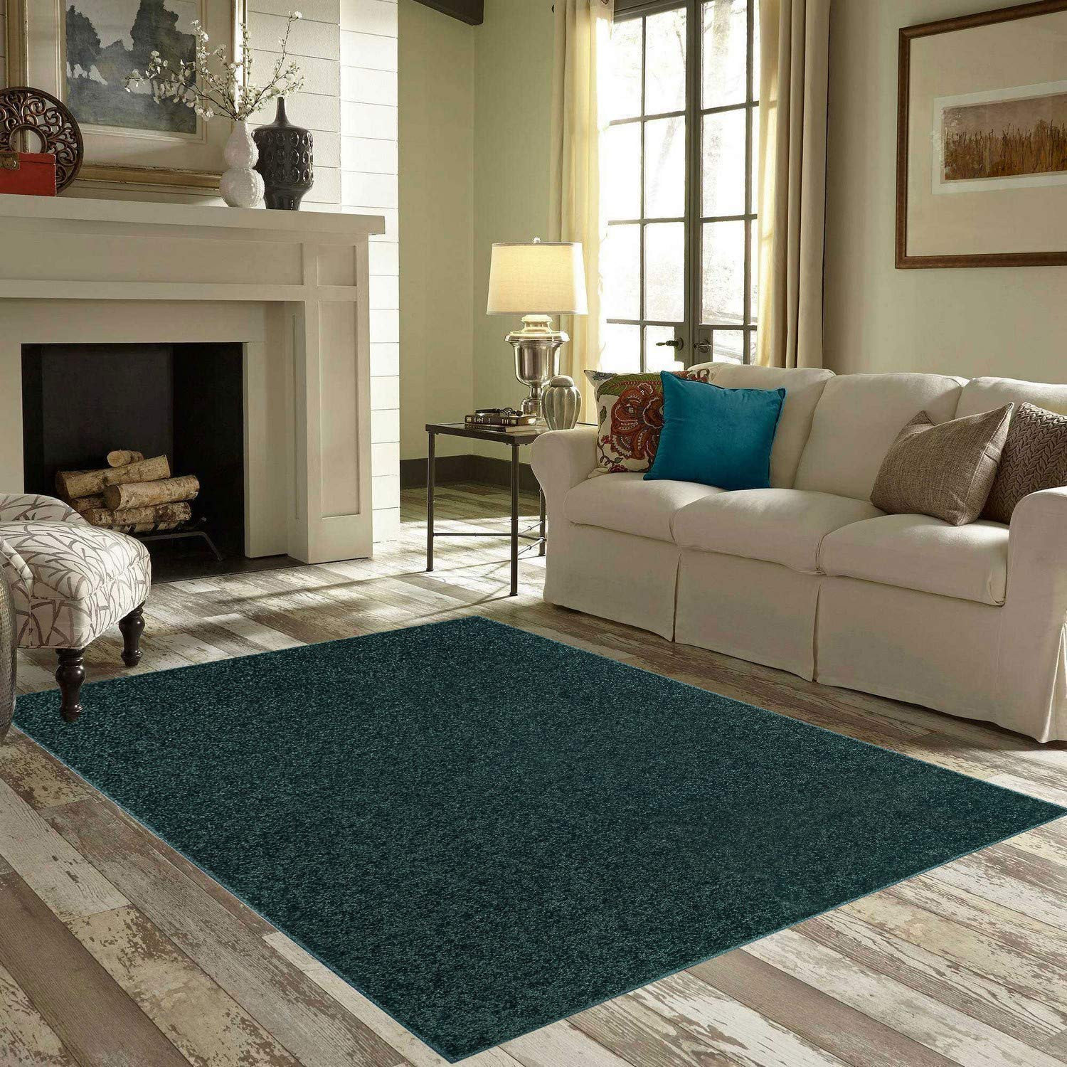 Saturn Collection Pet Friendly Area Rugs, Forest Green, 5' x 8' Oval ...