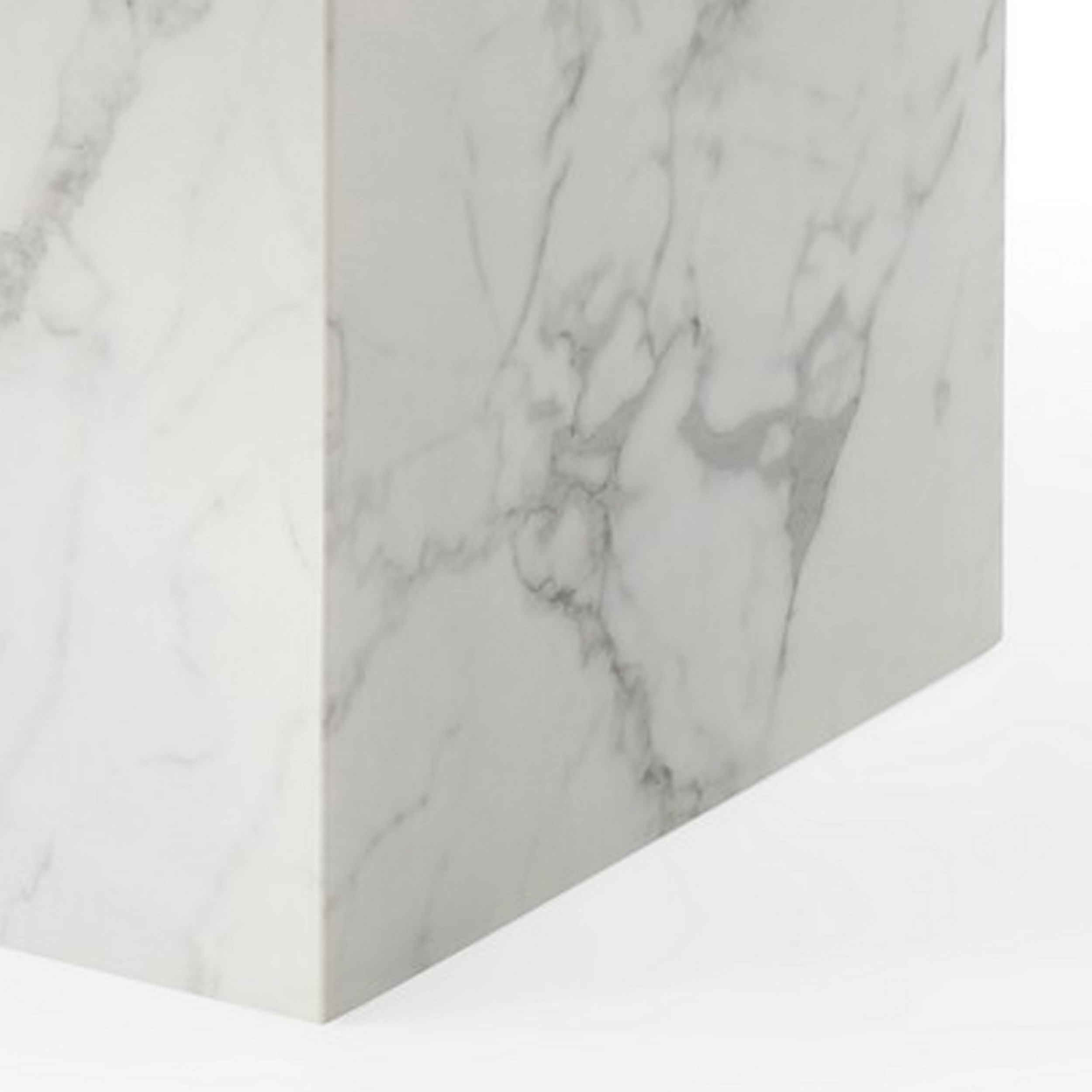 Benzara BM288131 Modern Dining Table, Round Marble Top/Square Base ...