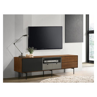 Calico entertainment center in walnut veneer with storage ...