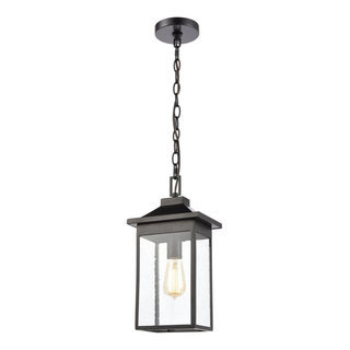 Exposed Bulb One Light Outdoor Rectangular Hanging Lantern - Transition ...
