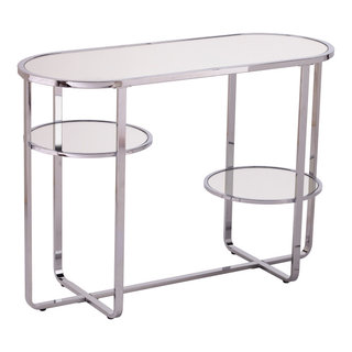 Maybrook Mirrored Console Table with Storage, Chrome - Contemporary ...