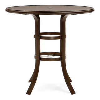 Slat Top 42" Round Bar Table, Java - Transitional - Outdoor Pub And ...