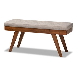 Garret Mid-Century Modern Light Gray Fabric Upholstered Wood Dining ...