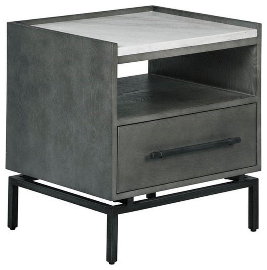 Tommy Hilfiger Ascher Bedside Table in Nantucket Gray - Industrial ...