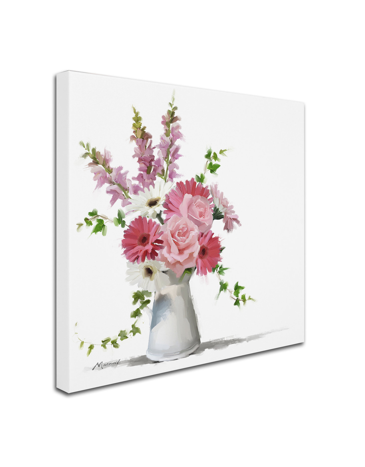 The Macneil Studio 'Pink Flowers' Canvas Art, 18"x18" - Contemporary ...