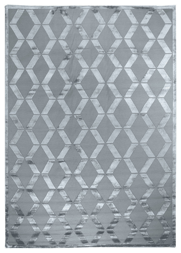 Metro Velvet Hand-Knotted Wool and Viscose Blue Area Rug, 9'x12 ...