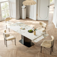 Modern Pandora Pattern Slate Dining Table With Extendable Slate Top, 78 ...