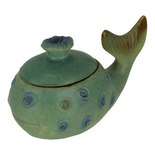 Green Porcelain Whimsical Whale Decorative Lidded Trinket Box Storage ...