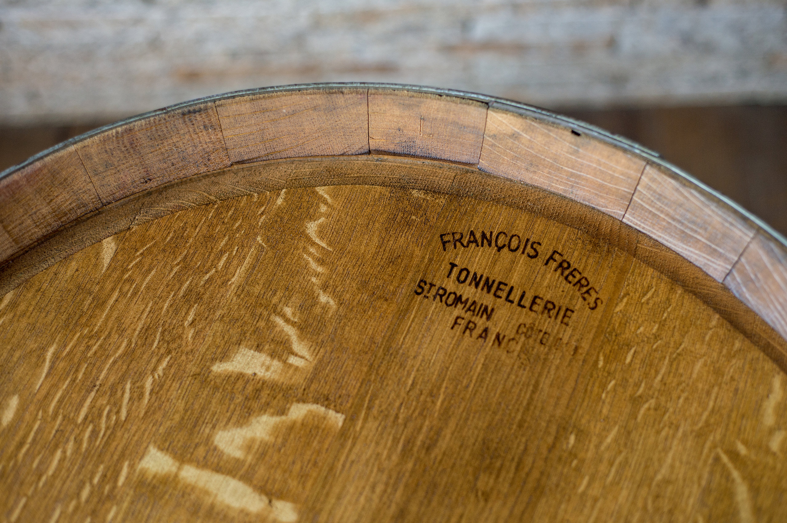 Banded Wine Barrel Side Table With Cross-Braces, Natural Finish ...