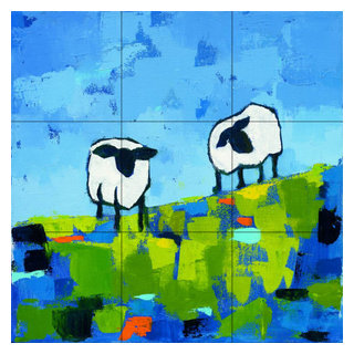 Tile Mural Kitchen Backsplash Two Sheep by Phyllis Adams, 12.75" W x 12 ...