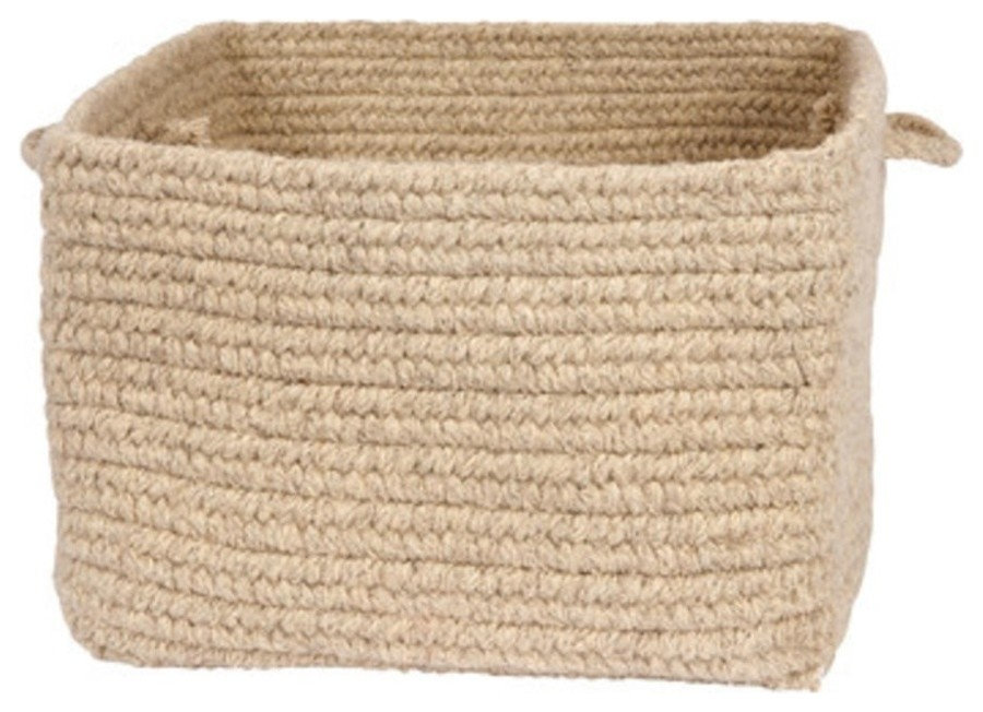 Chunky Natural Wool Square Basket, Light Beige, 18"x12", 18"x12 ...