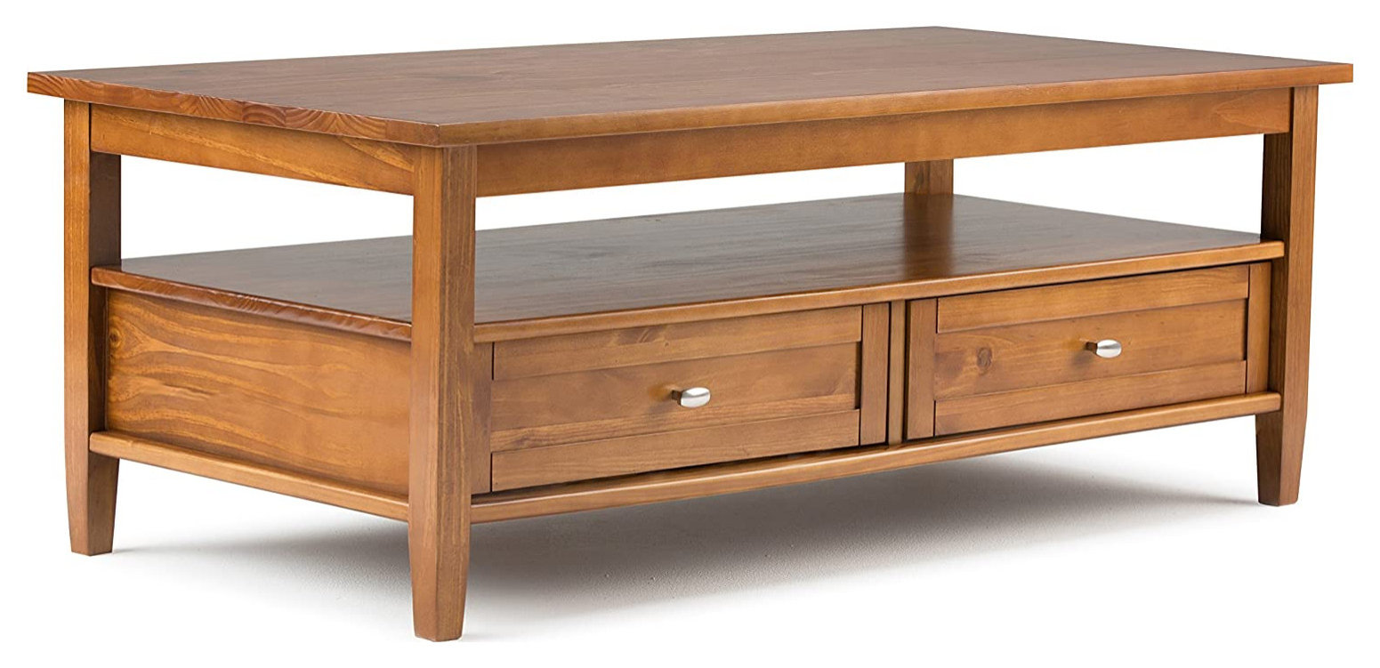 Multipurpose Transitional Coffee Table with 2 Drawers and Open Shelf ...