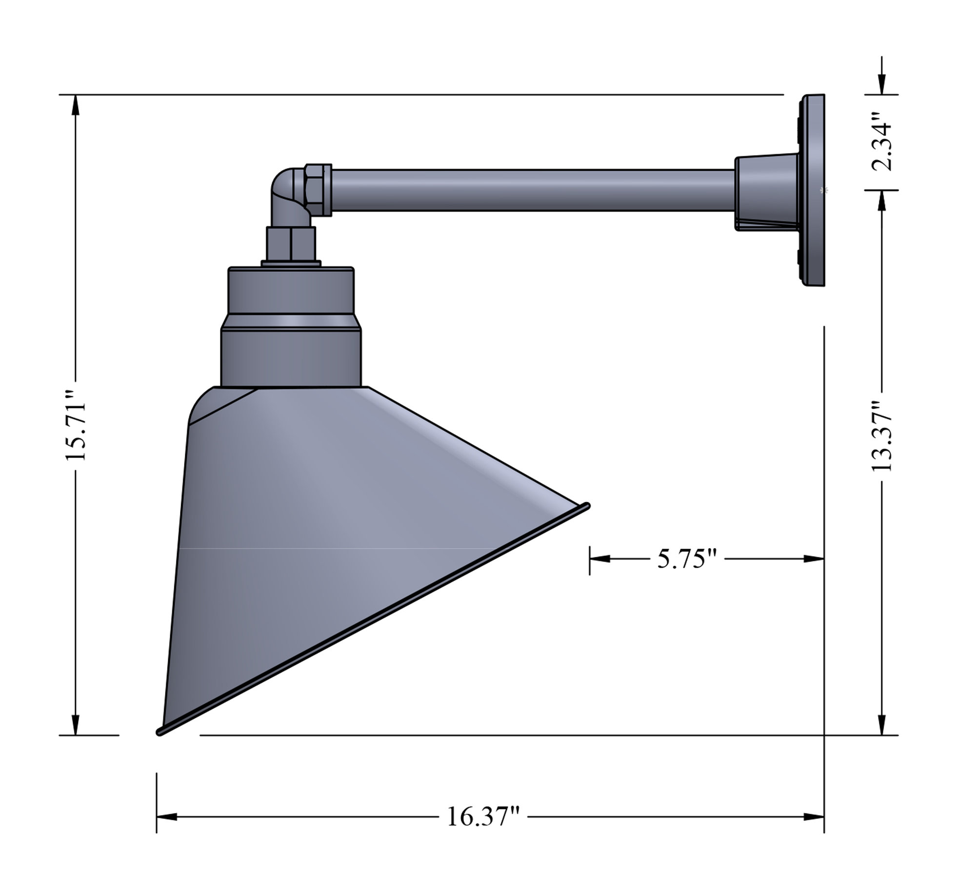 12" Angle Shade Gooseneck Sign Light, 13" Long Straight Arm - Farmhouse ...