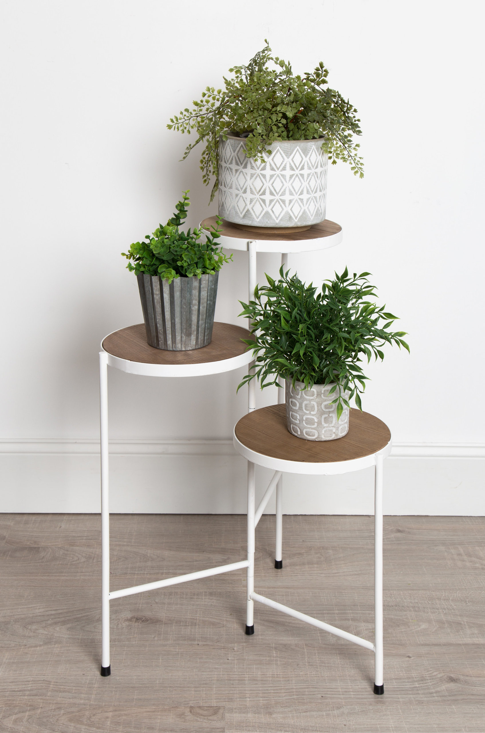 Fields Tri-Level Metal and Wood Plant Stand - Transitional - Plant ...