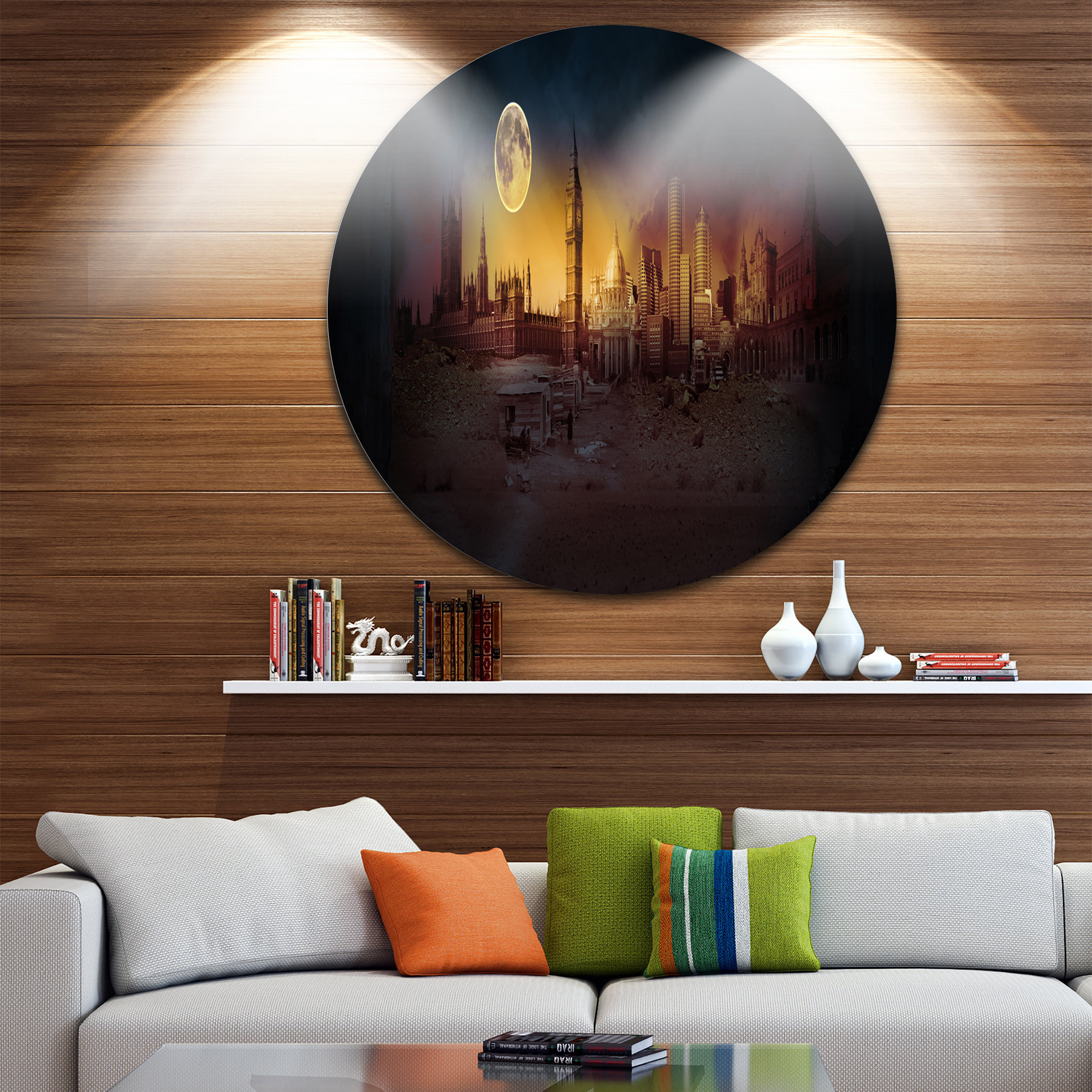 Mysterious Apocalyptic City, Landscape Art Round Wall Art, Disc of 23 ...