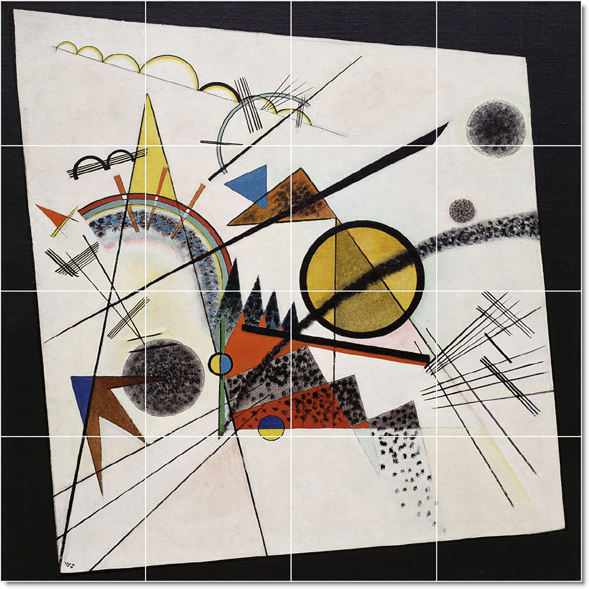 Wassily Kandinsky Abstract Painting Ceramic Tile Mural #51, 32" Wide x ...