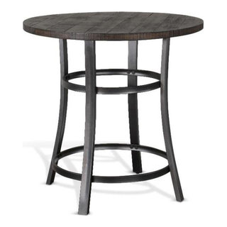 36" x 36" Round Solid Wood Brown Counter Height Dining Table ...