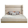 Trace Beige Bonded Leather and Gold Bed, California King - Contemporary ...