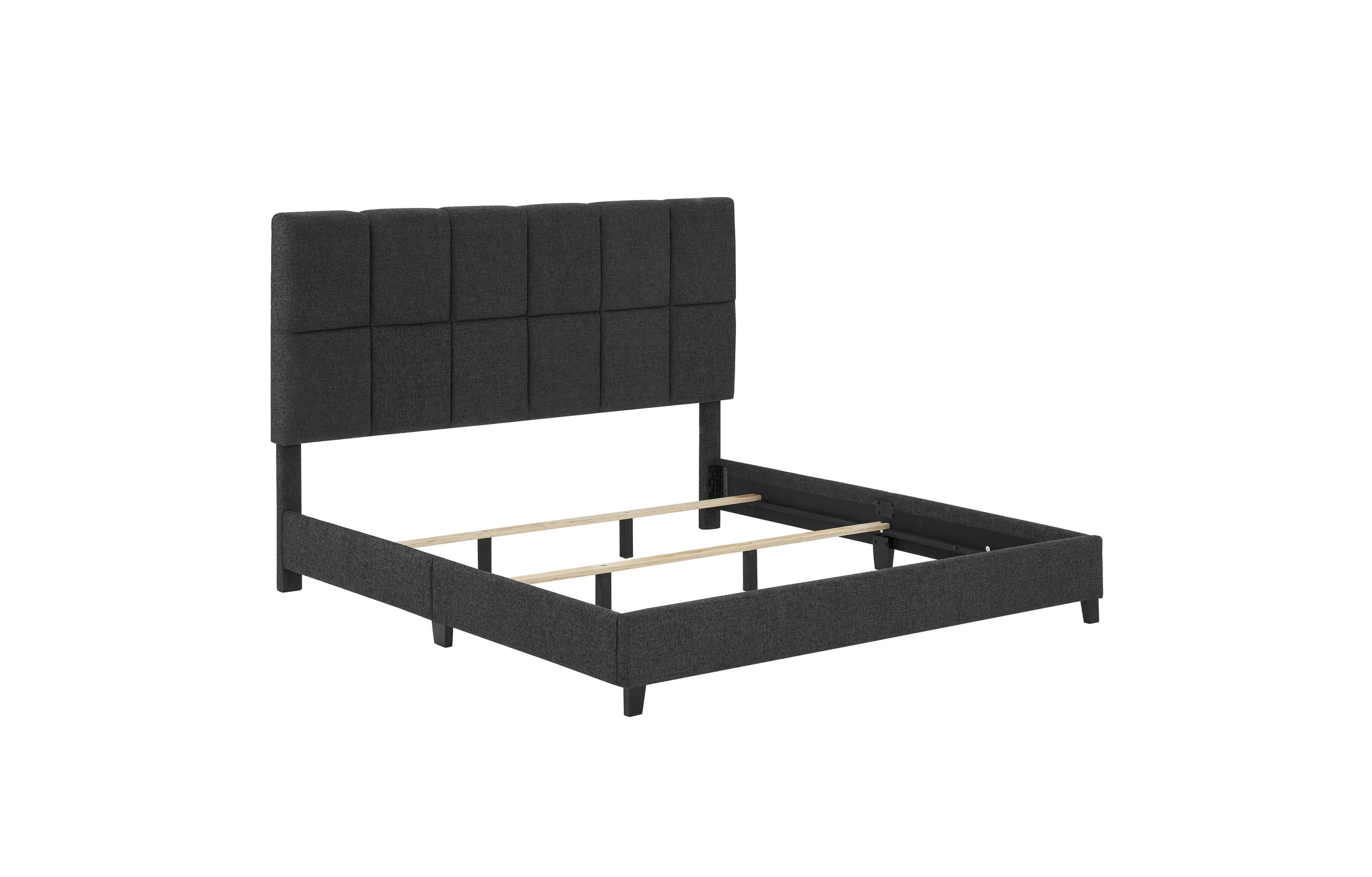 Legends Home King Size Grey Squares Upholstered Platform Bed ...