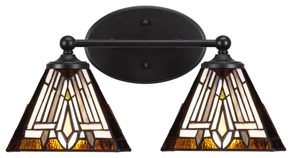 Capri 2-Light Bath Bar, Matte Black/Square Tahoe Art - Craftsman ...