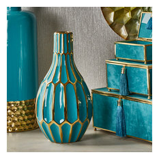 Turquoise Ceramic Vase Vases | Houzz