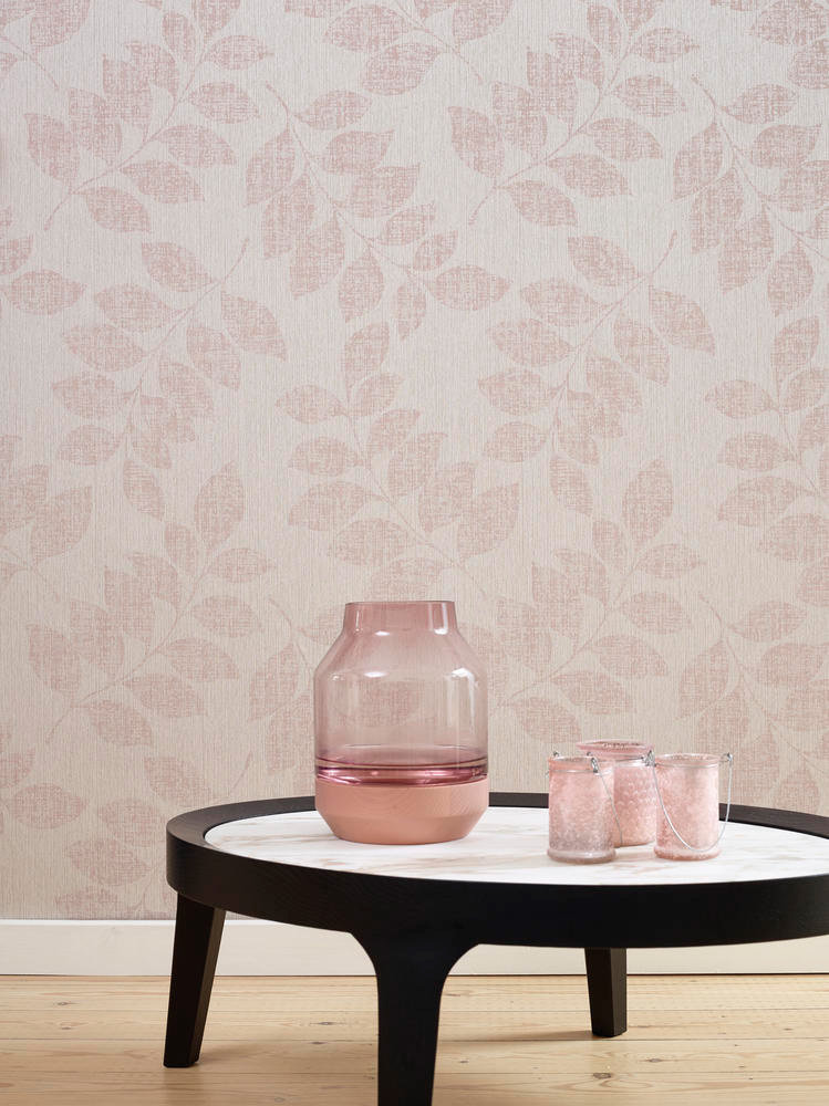 Modern Classic Satin Luxury Leaf Branches Wallpaper, Double Roll ...