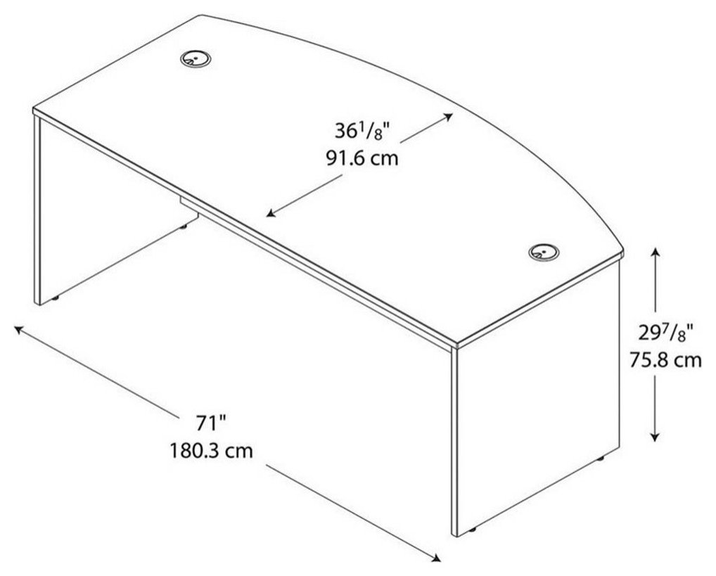 Bush Business Furniture Series C 72" Bow Front Desk Shell Mocha Cherry ...