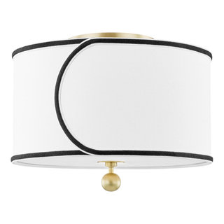 Zara Two Light Semi Flush Mount, Aged Brass - Transitional - Flush ...