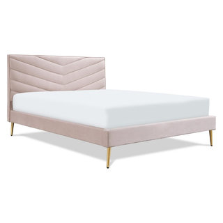 Adore Decor Sidney Upholstered Platform Bed Queen Size Blush Pink ...