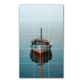 Boat Ceramic Tile Wall Mural HZ500237, 24" Wide x 40" High - Beach ...