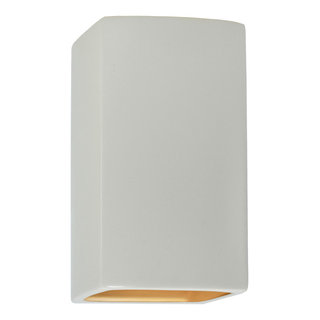 Ambiance Large Rectangle Wall Sconce, Open, Matte White, Champagne Gold ...