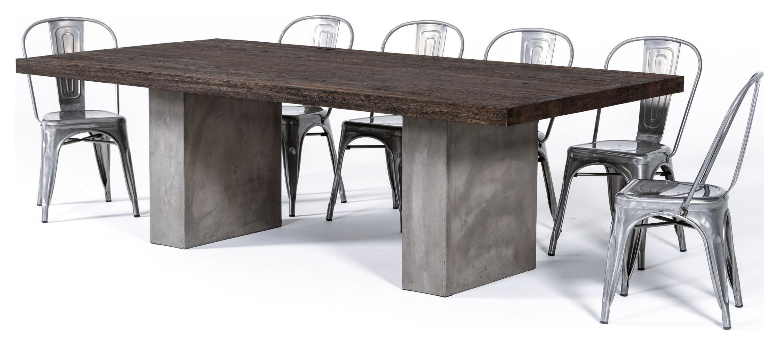 Modrest Renzo Modern Oak and Concrete Dining Table 94" - Industrial ...