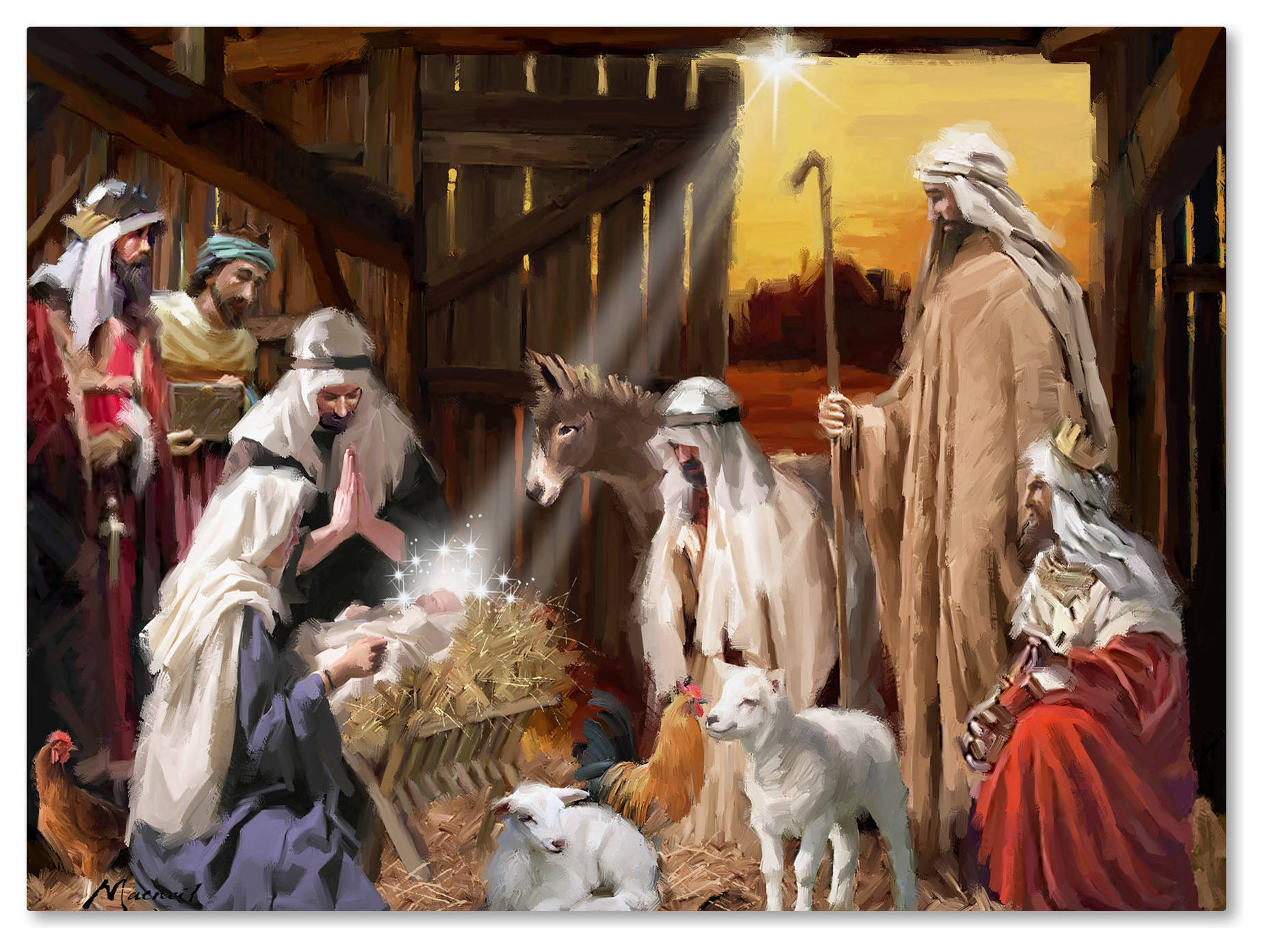 The Macneil Studio 'Nativity' Canvas Art, 35"x 47" - Farmhouse - Prints ...