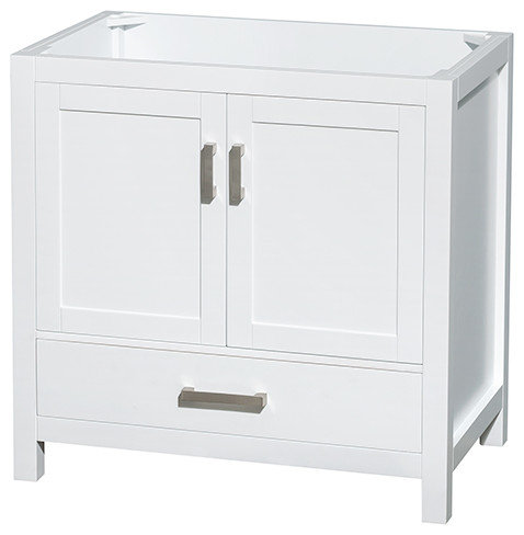 Sheffield 36" Single Vanity, White, No Top, No Sink, No Mirror ...