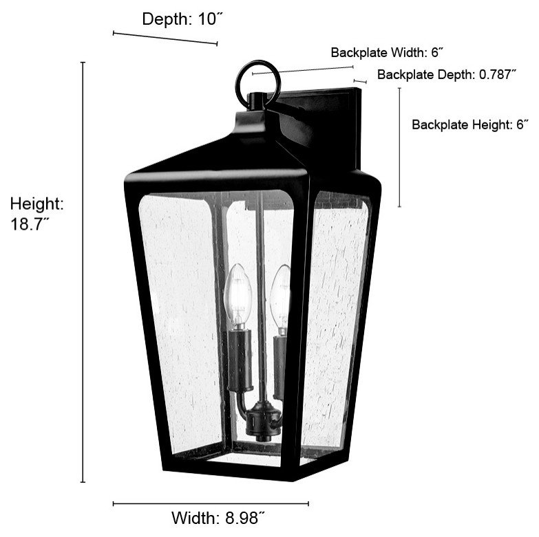 Brooks 2 Light 19" Tall Outdoor Wall Sconce Powder Coated Black ...